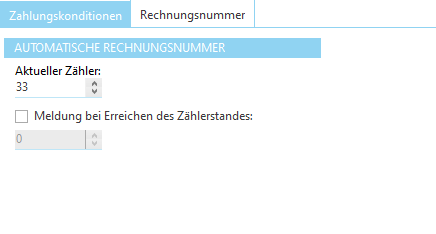 Rechnungen > Einstellungen > Rechnungsnummer