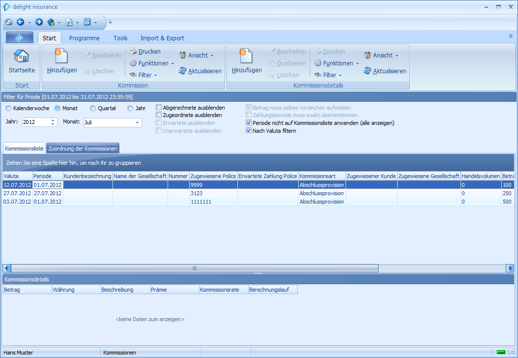 Kommissionen > Kommissionen, Courtagen und Provisionen